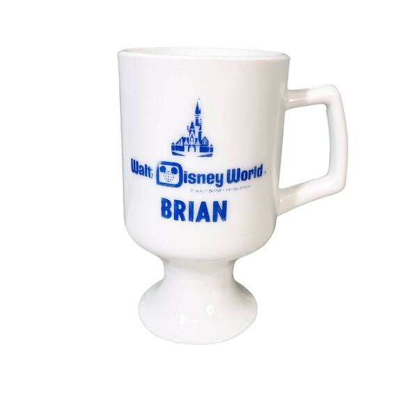 Disney | Dining | Vintage Walt Disney World Milk Glass Brian Mug | Poshmark